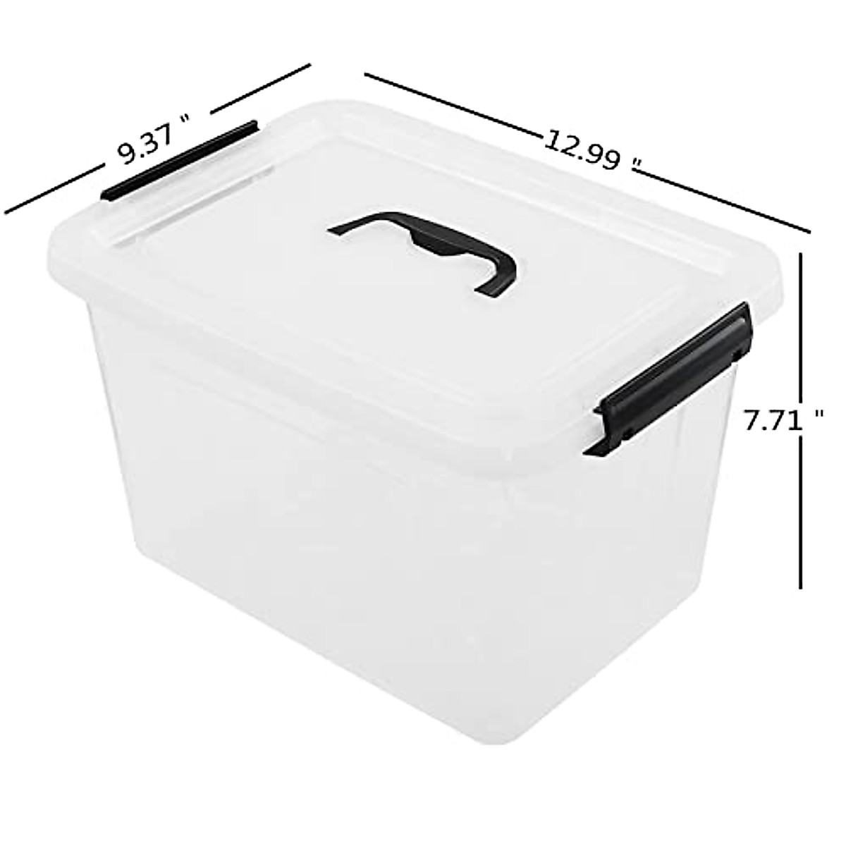 Ucake 12 Quart Clear Plastic Storage Box, Latching Box with Lid and Handle, Set of 6