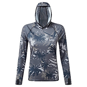 Gill Women's XPEL Long Sleeve Fishing Outdoor Sun Hoodie 50+ UV Sun Protection Water & Stain Repellent - Palm Print