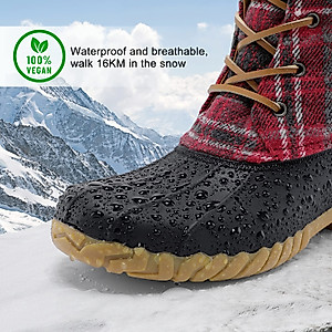 STQ Duck Boots Women Side Zipper Lace Up Insulated Waterproof Winter Ankle Snow Booties MULTI/PLAID 6 US