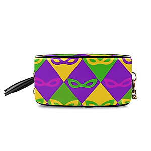 ODAWA Mardi Gras Mask Crossbody Bag Purses Shoulder Bag Soft PU Leather Small Wallet Chain Strap Bag for Women
