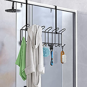 Minggoo Coat Rack Wall Mounted Hook Rack Over The Door Hook Organizer 13 Hooks, Heavy-Duty Iron Wire Black