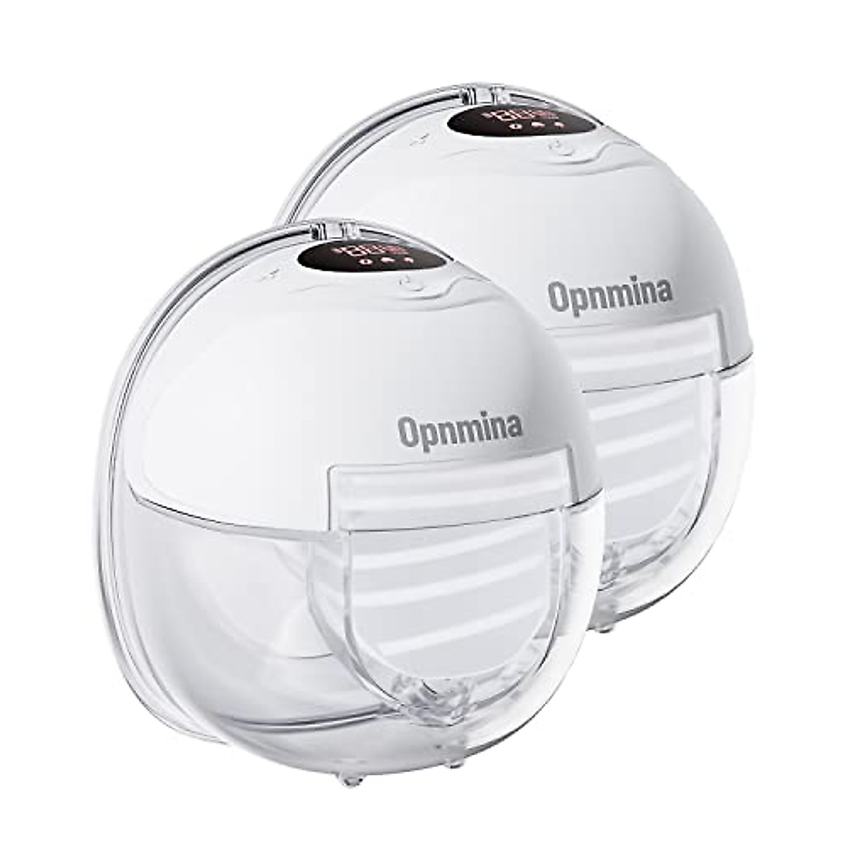 Opnmina Wearable Hands-Free Breast Pump, Double Electric Breast Pumps, Breastfeeding for Mom Wireless & Portable,with Precision LCD Display – 2 Pack White