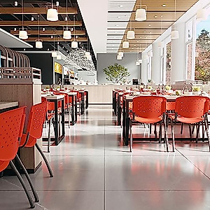 Flash Furniture HERCULES -5 Pack 880 lb. Capacity Orange Plastic Stack Chair | Comfortable Seating with Durable Design