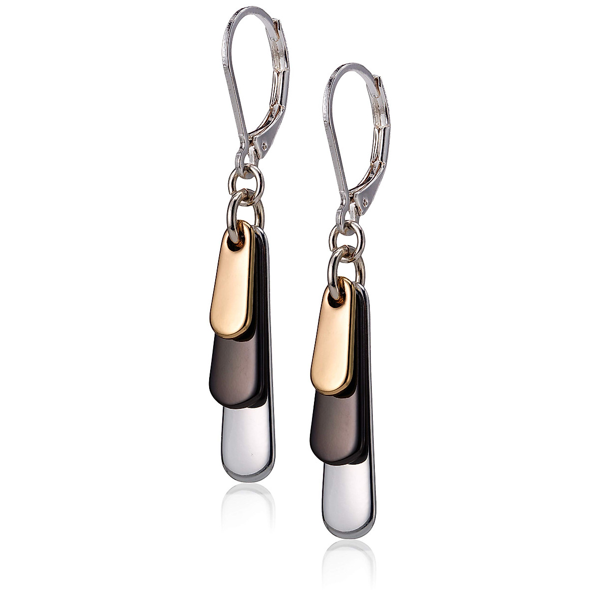Nine West "Metal Motion" Tri-Tone Shaky Drop Earrings, Multi