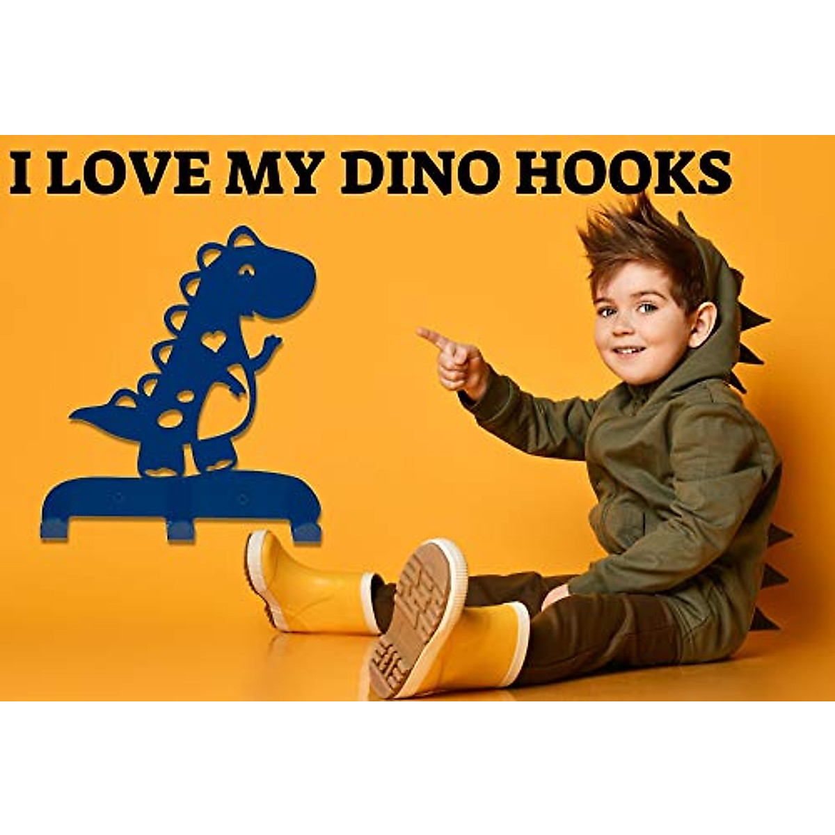 MY BRAND Dinosaur Decorative Wall Mounted Coat Hooks for Hanging Coats, Scarves, Bags, Purses, Backpacks, Towels