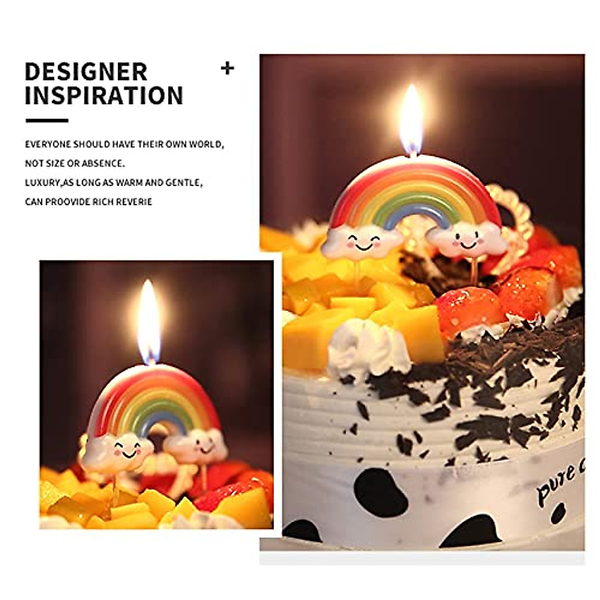 Rainbow Happy Birthday Candle,Colorful Cute Cloud Candles,Creative Fun Long Thin Baby Kids Children Candles,Party Supplies,Cake Decoration