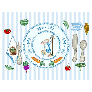 SharkBliss Montessori Placemat, Easter Floral Bunny Themed Montessori Placemat Table Place Setting Etiquette Education Placemat Set of 4 for Toddler Kid Child Preschool Homeschool Dining Table Manners