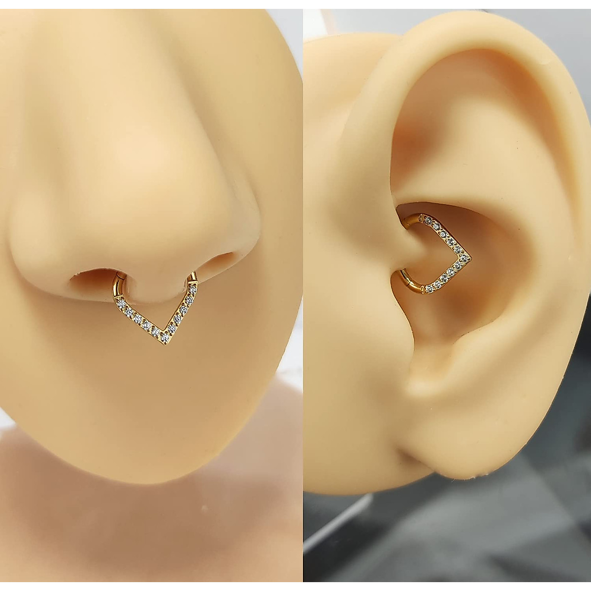 MeiziQL 3Pcs Septum Rings 16G Teardrop Septum ring 316L Surgical Steel Daith Conch Rook Tragus Cartilage Earrings Hypoallergenic Piercing Jewelry for Women Men 8mm (CZ Teardrop Gold)