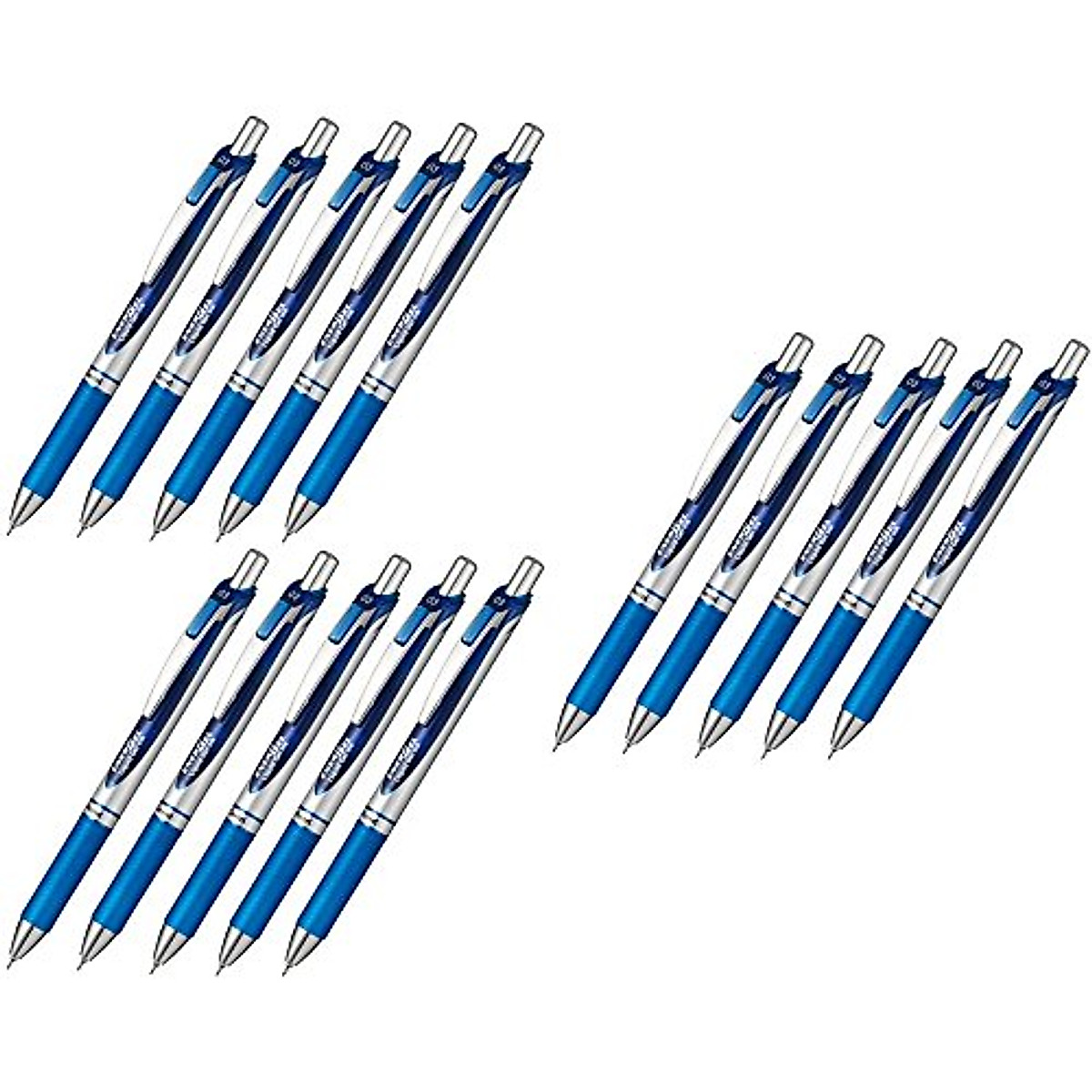 Pentel New EnerGel Deluxe RTX Retractable Liquid Gel Pen,Ultra Micro Point 0.3mm, Fine Line, Needle Tip, Blue Ink Value set of 15