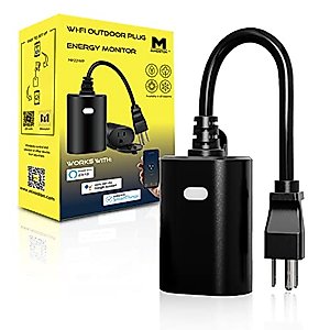 Minoston Smart Plug, Energy Monitoring Smart Plug Power Monitor WiFi, Work with Alexa, Outdoor IP65 Waterproof Plugs Outlet Work with Smart Life, 15A, 2.4Ghz WiFi Only (MP22WP)