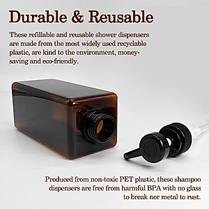 Amorettise 6 Pack Shampoo and Conditioner Dispenser Bottles - 4 Pack 22 Ounce and 2 Pack 8 Ounce Refillable Square Plastic Pump Bottles Shower Soap Dispenser for Shampoo Conditioner Body Wash (Amber)