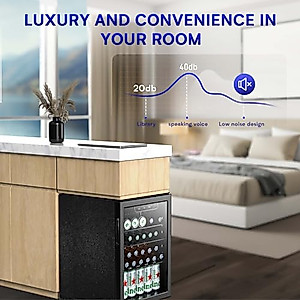 FREE VILLAGE Wine Fridge - Wine Beverage Refrigerator & Cooler with 2.6 cu.ft., 95 Cans, 40°F-61°F Adjustable Temp, Touch Controls, LED Lighting, Perfect for Student Dormitories, Home, Office, Bar