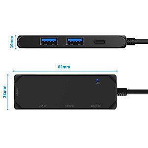 USB C Hub 4-Port Splitter Expansion Cable Adapter Compatible with USB 2.0/1.2/1.0 Supports commonly Used USB Devices Such as Mouse and Keyboard, USB Fan