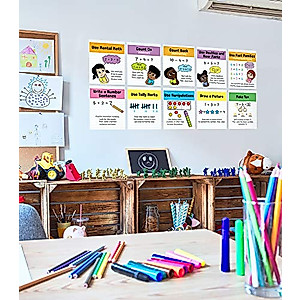 Carson Dellosa Math Strategies Posters, 8.5" x 11" Math Posters for Wall Decor, Bulletin Board, Classroom Decor, Daycare Supplies, Office Decor, Homeschool and Classroom Posters (14 Posters)