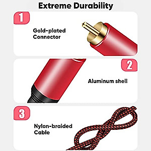 Digital Coaxial Audio Cable 20ft,1RCA Male to 1RCA Male Subwoofer Cable Nylon Braided RCA Video Cable for Subwoofer, Home Theater, HDTV, Hi-Fi Systems (20Ft)