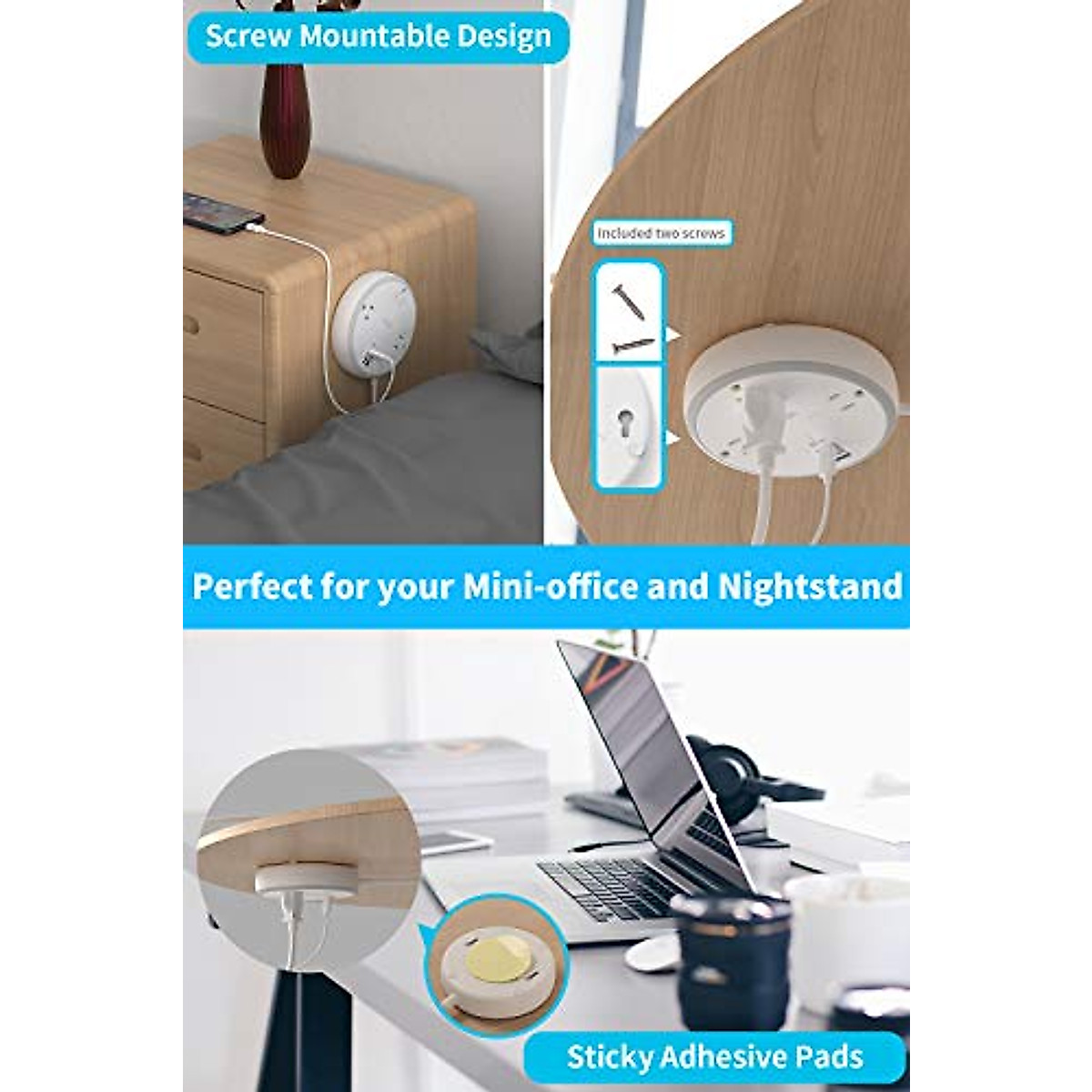 Power Strip with USB C, NTONPOWER Flat Plug Power Strip with USB Ports, 3 Widely Spaced Outlets, Extension Cord with Multiple Outlets, Small and Compact Size,100-240V for International Travel