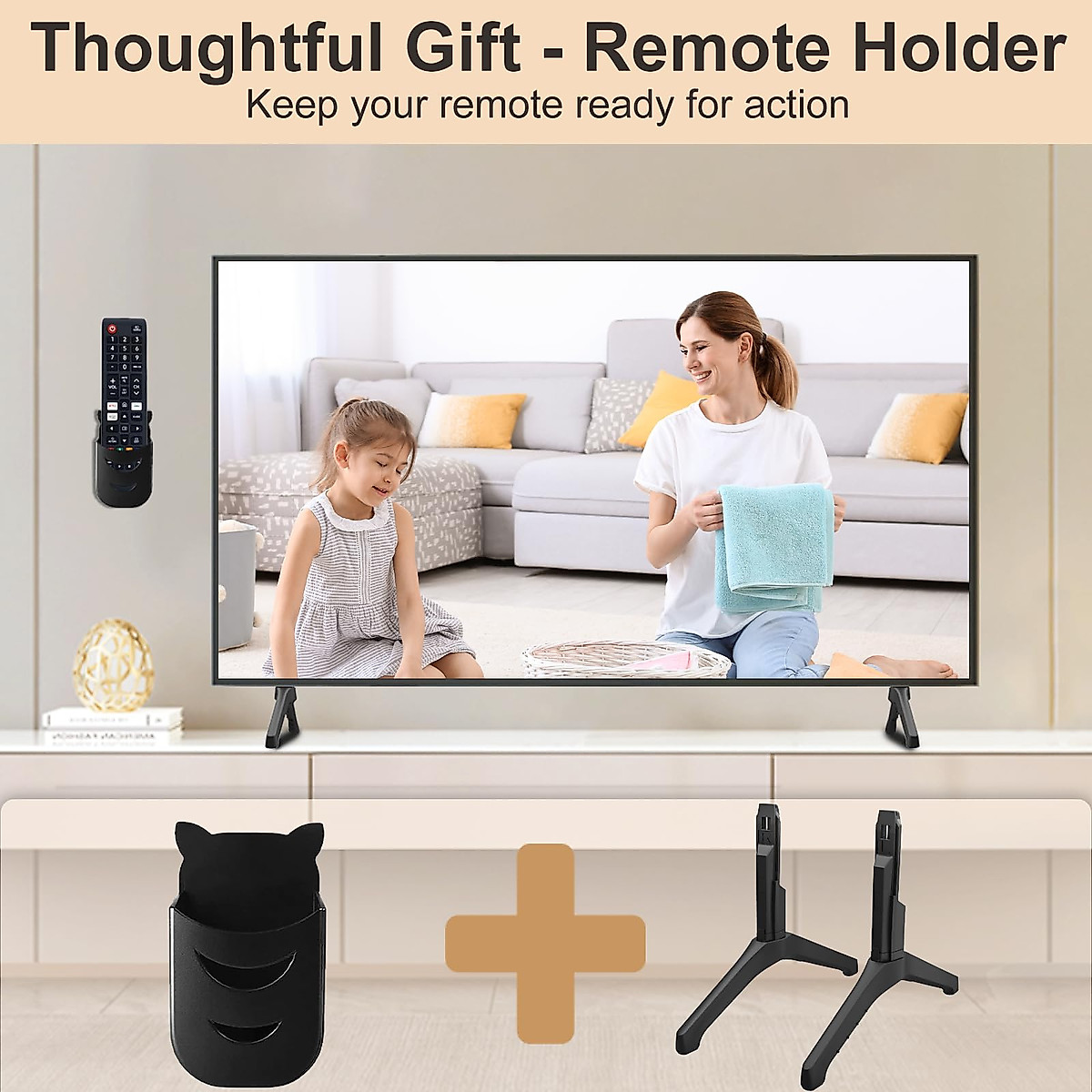 Base Stand for Samsung TV Legs, Only for UN50TU7000 UN55TU7000 UN58TU7000 UN58TU7000FXZA UN55TU7000FXZA UN50TU7000FXZA BN63-18871A, with Non-slip Feet (Black)