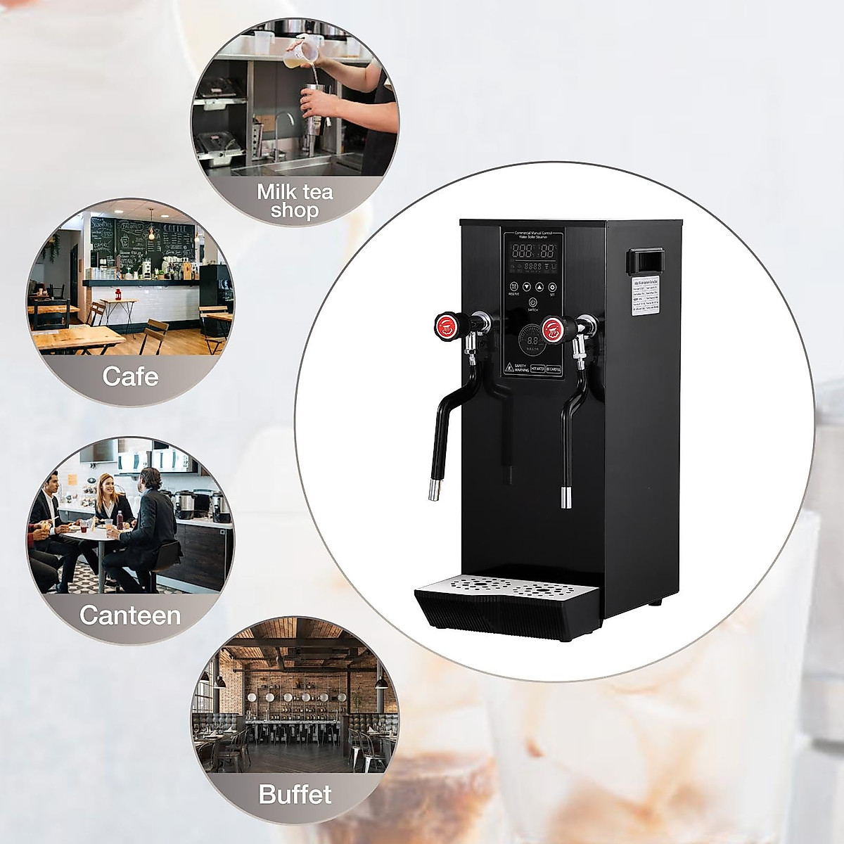 Commercial Milk Frother | 12L Milk Steamer Machine | 110 V 2000W Milk Foamer, Steam Milk Frothing Machine For Espresso Coffee Tea Coffee Shop Dessert Shop (Black)