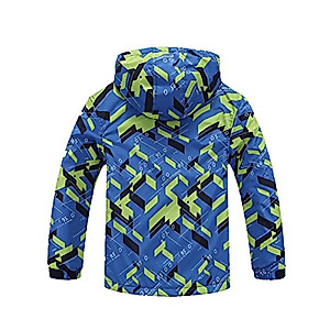 M2C Boys Geometric Fleece Lined Waterproof Jacket with Hood 4T Blue