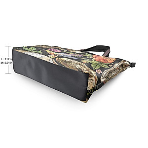 Women Tote Top Handle Shoulder Bags Gothic Skull Red Roses Flamingo Large Zip Ladies Handbag