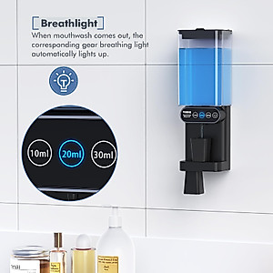 Automatic Mouthwash Dispenser for Bathroom-24.6FlOz 3 Adjustable Dispensing Levels MouthWash Dispenser for Bathroom Accessories with Magnetic Cups & Organizer, for Both All Age Groups Oral Care, Black