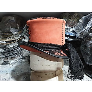 Steampunk Black Crusty Band Pink Leather Top Hat (Leather, XX-Large)