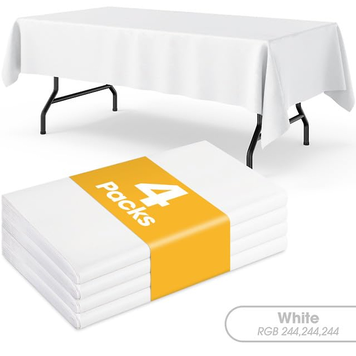 Niuara White Plastic Table Cloth Rectangle Table 4 Pack, 54''×108'' White Tablecloth for 6ft Tables, Table Cloth for Disposable Use, Table Cover for Holiday Party, Gathering