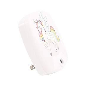 2 Pack - Cartoon Unicorn LED Plug-in Night Light for Kids - Wall Lamp Take Good Care Children Sleep Light Sensor Auto Controlled Nightlights for Baby Nursing D
