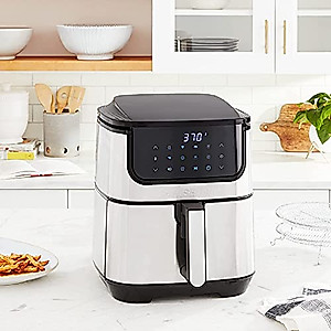 GoWISE USA 7-Quart Air Fryer & Dehydrator Max Steel XL- with Touchscreen Display with Stackable Dehydrating Racks with Preheat & Mute Functions + 100 Recipes (Stainless Steel)