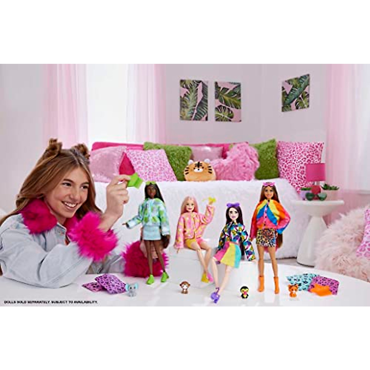 Barbie Cutie Reveal Fashion Doll, Jungle Series Tiger Plush Costume, 10 Surprises Including Mini Pet & Color Change