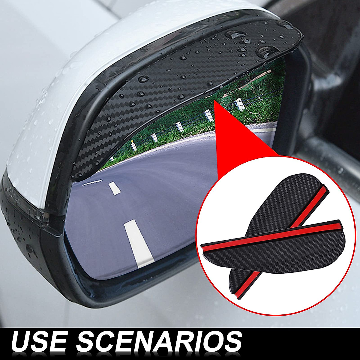 2 Pcs Carbon Fiber Car Side Mirror Rain Eyebrow Guard, Car Rearview Mirror Rain Brow, Waterproof Rearview Mirror Smoke Cover, For SUV, Truck, Car, Vehicle, GM Rear View Mirror Accessories