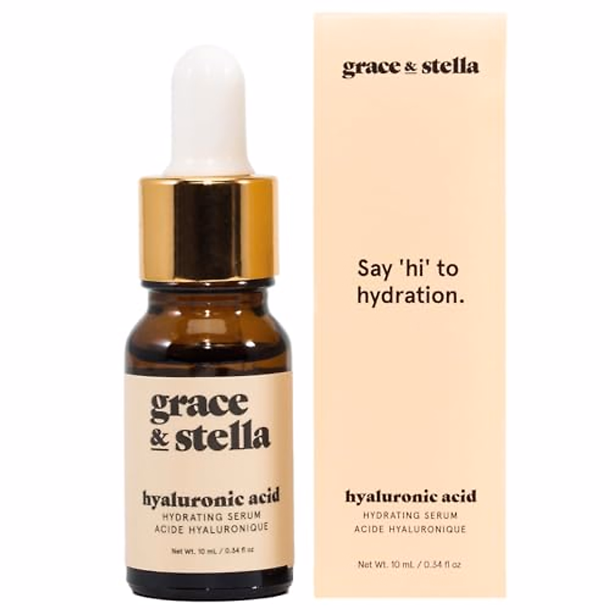 grace & stella Award Winning Hyaluronic Acid Serum (50ml/1.7 fl oz) Hyaluronic Acid Serum for Face - Acido Hialuronico Face Serum for Women - Hydrating Serum Remove Fine Lines, Wrinkles - Anti Aging