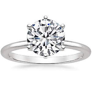 Bhumi Gems 2CT Round Cut VVS1 Colorless Moissanite Engagement Ring Wedding Band Gold Silver Eternity Solitaire Halo Vintage Antique Anniversary Promise Gift Petite Comfort Fit Ring