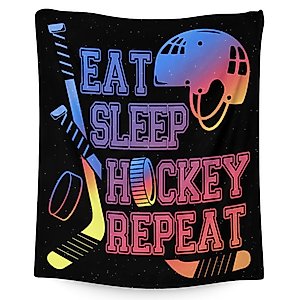 Hockey Blanket Gifts - 40"x50" Sports Throw Blanket for Boys Girls - Blue Soft Plush Blankets for Couch, Sofa