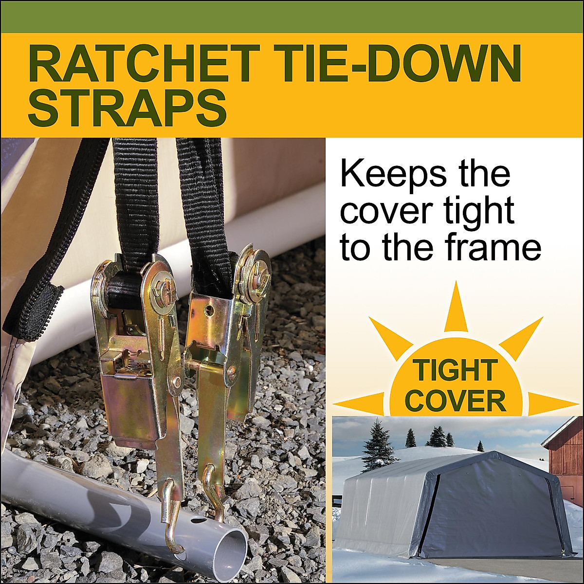 New Yard 12 x 20 ft. Heavy Duty All-Season Carport Canopy and Portable Garage Shelter with Steel Frame and Waterproof UV Cover and Zippered Roll-Up Doors for Cars, Trucks, and SUVs Grey