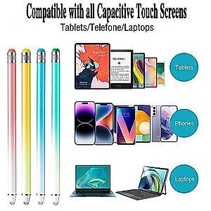 Stylus Pens for Touch Screens with 8 Extra Tips High Sensitivity & Precision Tablet Pen(4pcs),2 in 1 Stylus for iPad Compatible with All Devices
