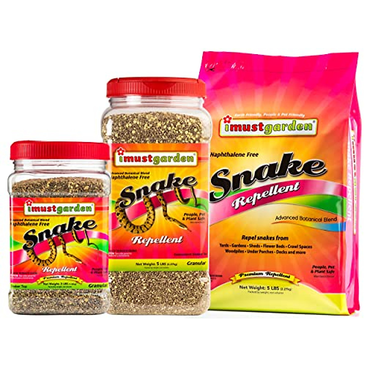 I Must Garden Snake Repellent: Powerful All-Natural Protection – 5 lb. Granular Shaker Jar