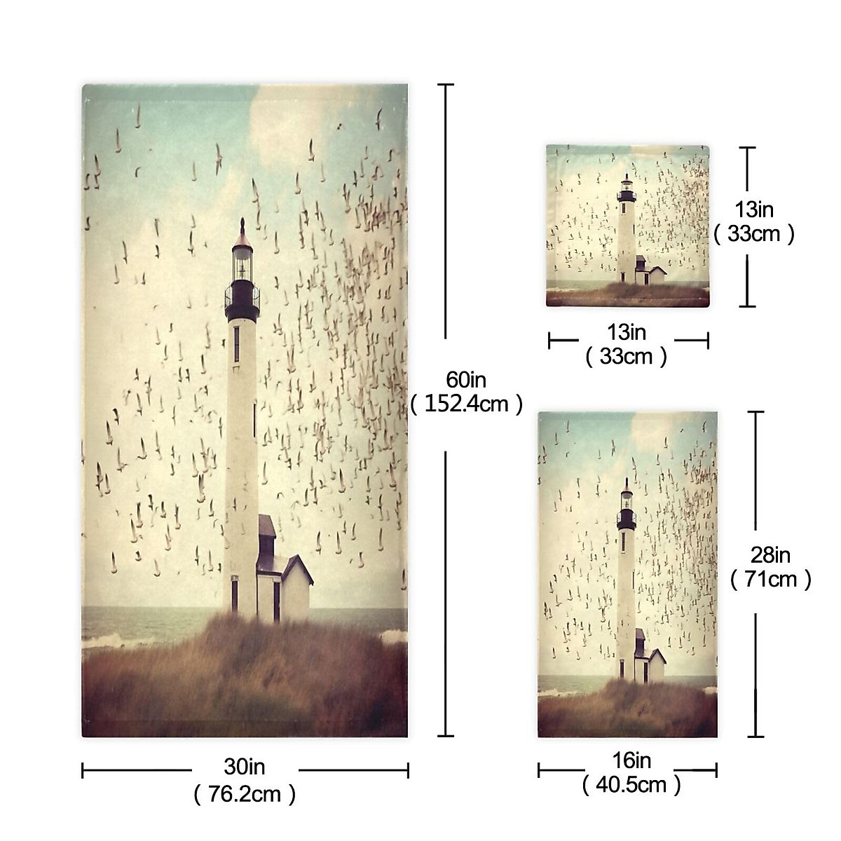 Flradish Lighthouse Towels 3 Pack Bath Towels for Bathroom Set Soft Cotton Highly Absorbent Lightweight & Quickdry Towel Set 1 Bath Towel,1 Hand Towel,1 Washclothe