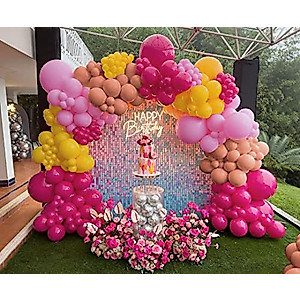Hot Pink Yellow Balloons Garland Kit - Mustard Yellow Pink Balloon Latex Pastel Balloons Arch For Baby Shower Princess Bridal Shower Birthday Party Decorations