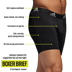 adidas Men's Microfiber Boxer Brief Underwear, Athletic fit (3-Pack), Black/Light Onix Grey/Performance, XX-Large
