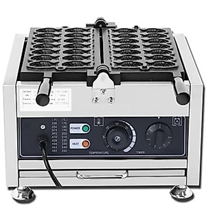 Commercial 12pcs mini Fish Shape Waffle Snack Making Machine Korean Japanese Taiyaki Electric Waffle Maker (control knob, 110v)
