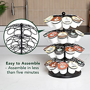 Nifty K Cup Holder – Compatible with K-Cups, KD Coffee Pod Carousel | 40 K Cup Holder, Spins 360-Degrees, Lazy Susan Platform, Modern Black Design, Home or Office Kitchen Counter Organizer