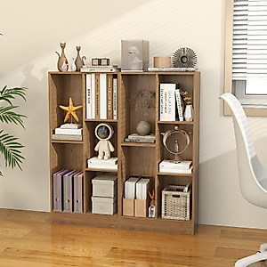 Giantex 5-Cube Bookcase, Freestanding Bookshelf w/ 2 Anti-toppling Kits, Modern Storage Unit, Wood Cubby Display Shelving, Multi-Tier Open Storage Organizer for Study,Bedroom,Living Room, Natural