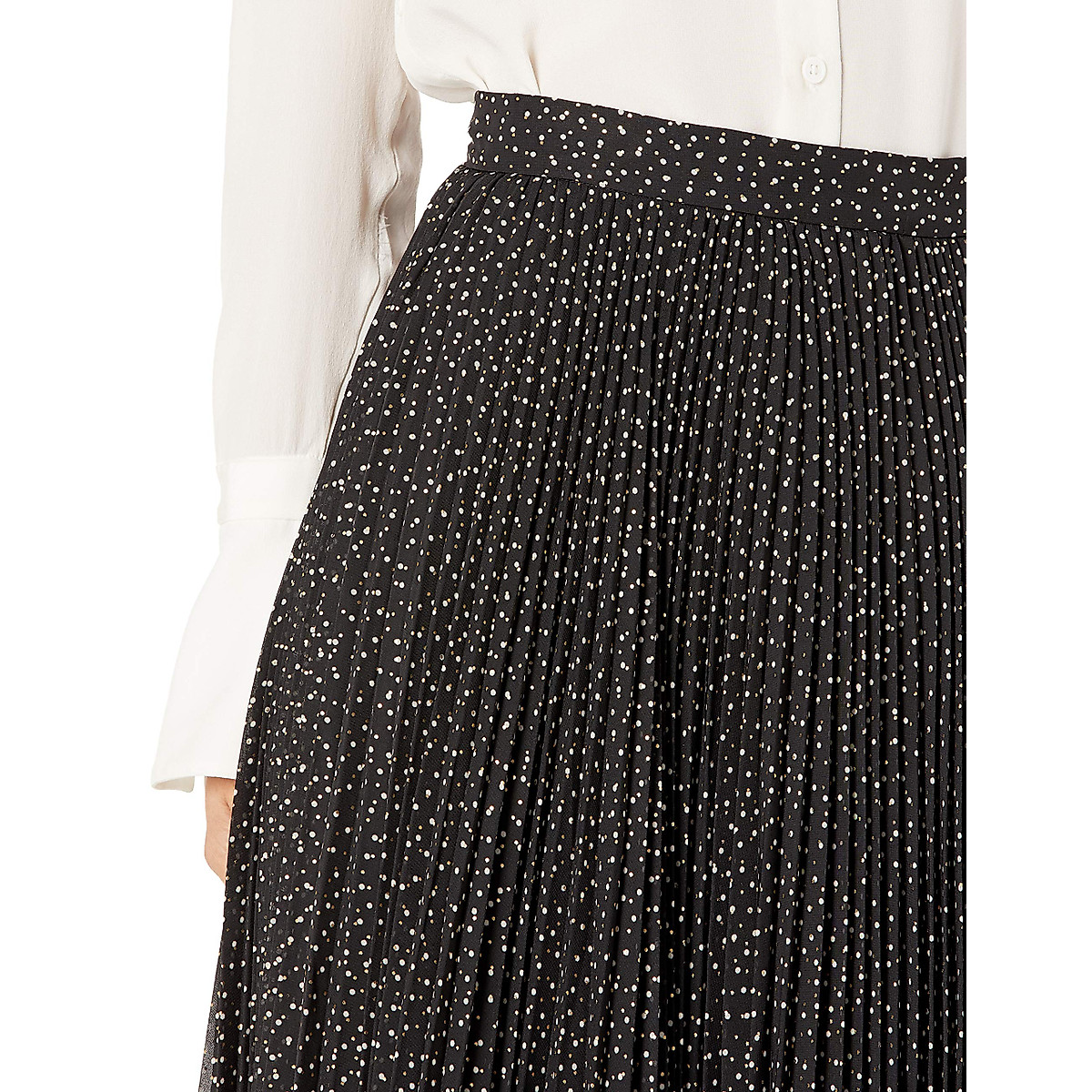 Jill Jill Stuart Women's Pleated Skirt Foil Printed Chiffon, Black, 8