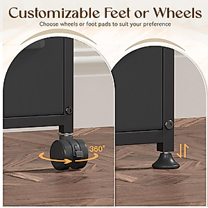 LASZOLA 5 Drawer Narrow Dresser Slim Cabinet Skinny Storage Tower Chest, Ideal for Small Spaces Bathroom Bedroom, Between Washer and Dryer, Lightweight Mobile on Wheels, Sturdy Fabric Drawers, Black