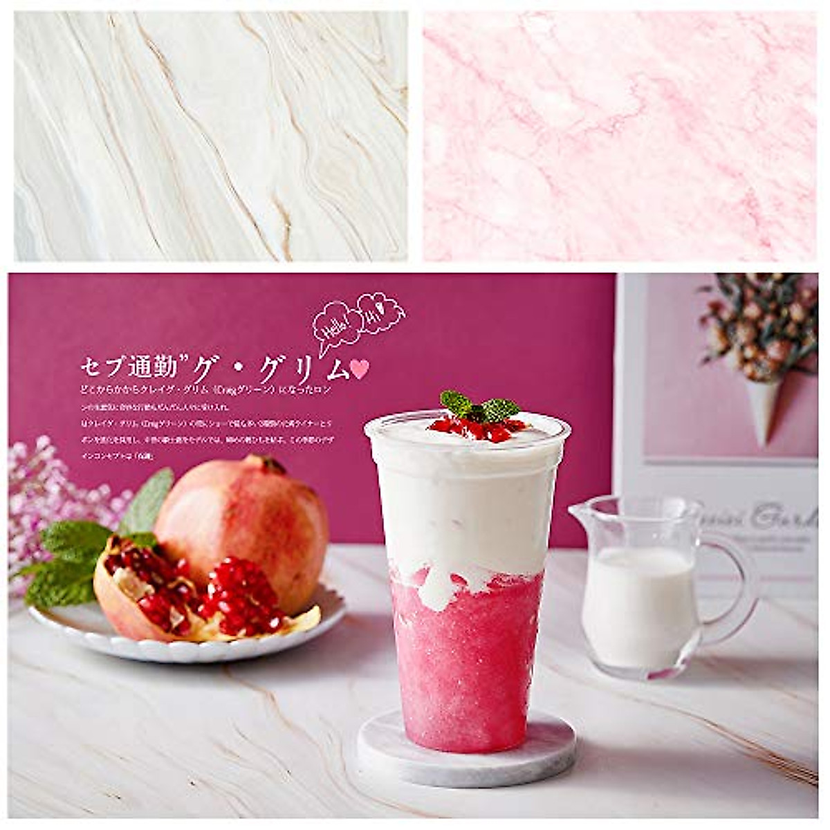 Flat Lay Marble Backdrops Set 3pcs 34x21inches/54x84cm Food Photography Photoshoot Background Double Sided Marble for Photo Studio Jewelry Tabletop Blogger Pictures Props, 6 Patterns
