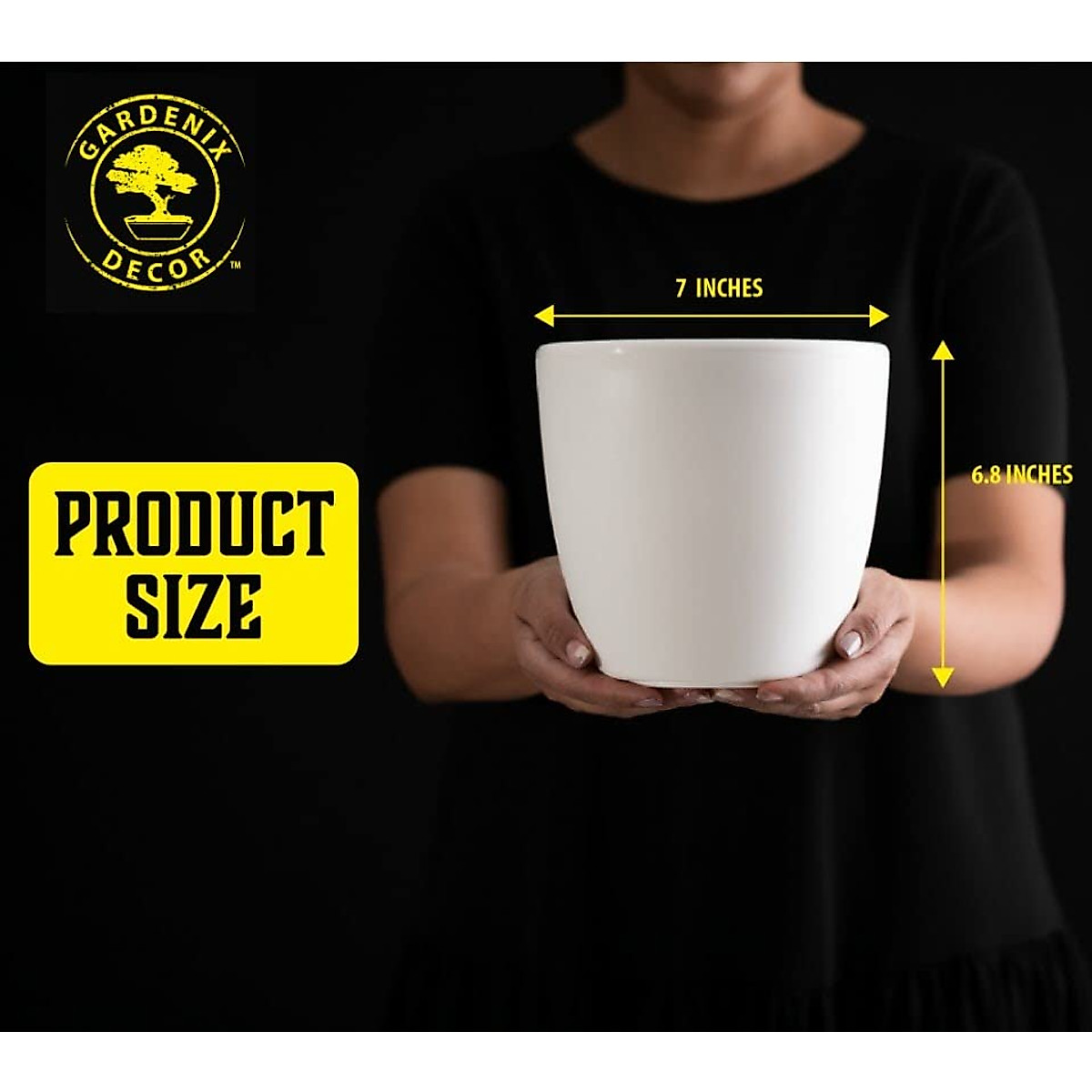 GARDENIX DECOR 7'' Self Watering planters for Indoor Plants - Flower Pot with Water Level Indicator for Plants, Grow Tracking Tool - Self Watering Planter Plant Pot - Coco Coir - White 3 Pack