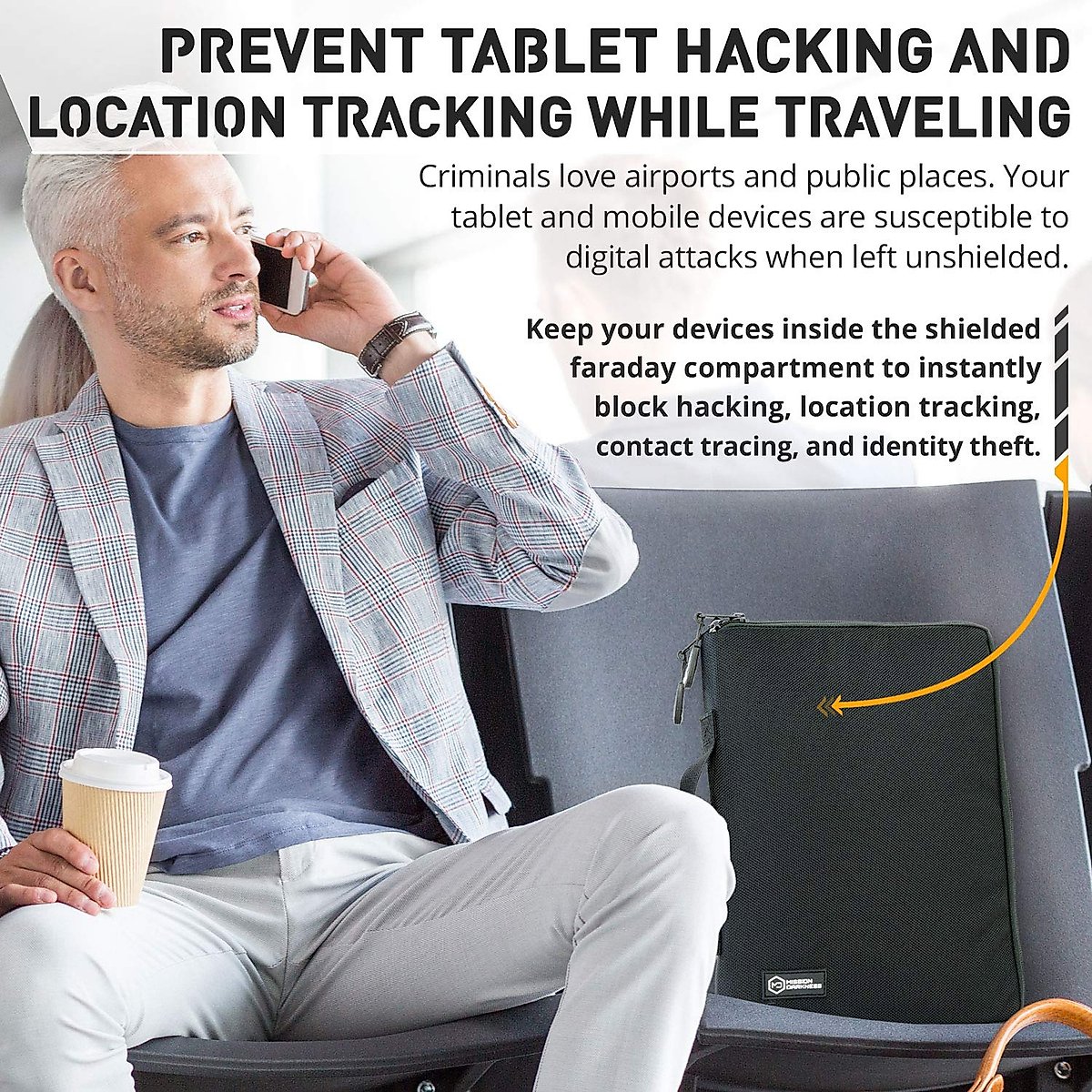 Mission Darkness Mojave Faraday Tablet Bag // Multi-Functional Travel Case with Accessory Pockets and Built-in Faraday Sleeve // Signal-Blocking, Anti-Tracking, Anti-Hacking, Anti-Spying Faraday Cage