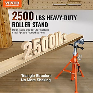 VEVOR Roller Stand, Heavy Duty 2500 LBS Load Capacity Tool Stand - 28"-52" Height Adjustable - Foldable Space-Saving Design - for Woodworking and Metalworking Long Boards, Metal Pipes or Bars