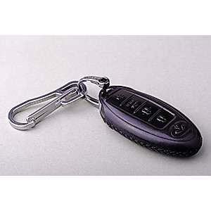 Cadtealir Calfskin Genuine Leather 2000-2018 Infiniti Infinity g35 qx56 fx35 q50 g37 m35 qx60 i35 qx80 q60 qx30 Key fob Cover case Holder only for 5 Buttons (4 Buttons)